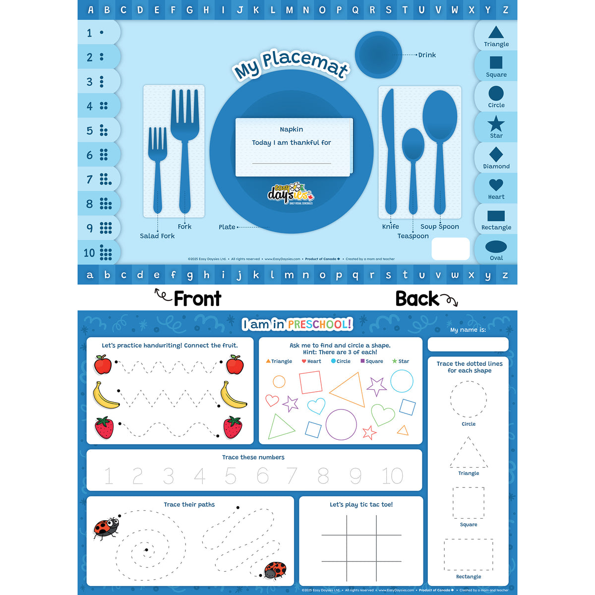 My Placemat - Preschool – Easy Daysies