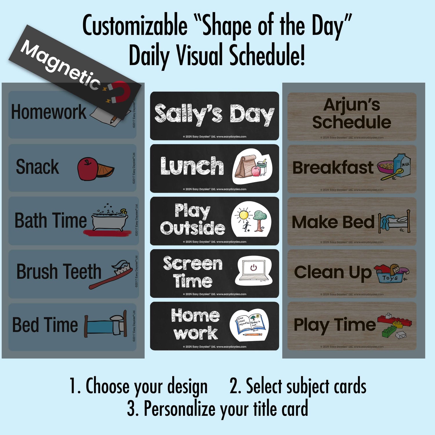 Customizable "Shape of the Day" Visual Home Schedules - MAGNETIC - $1 ...