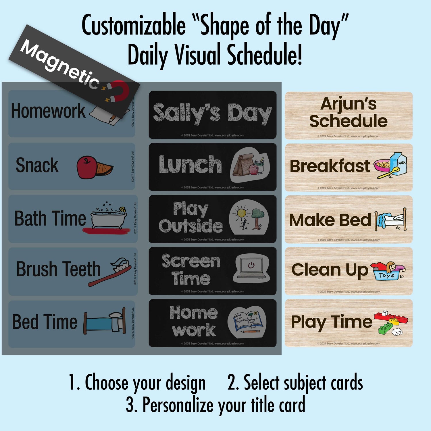 Customizable "Shape of the Day" Visual Home Schedules - MAGNETIC - $1 ...