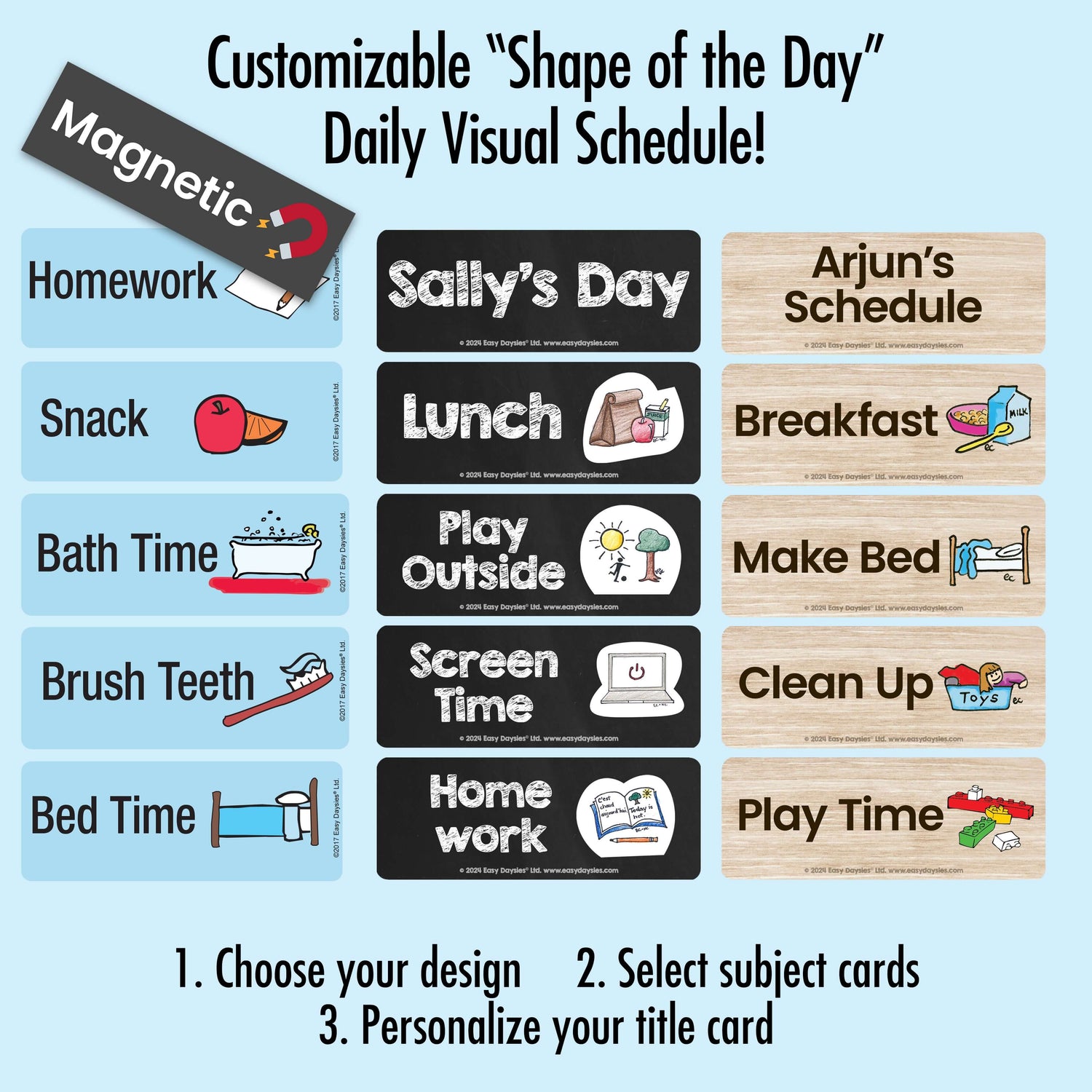 Customizable "Shape of the Day" Visual Home Schedules - MAGNETIC - $1 ...